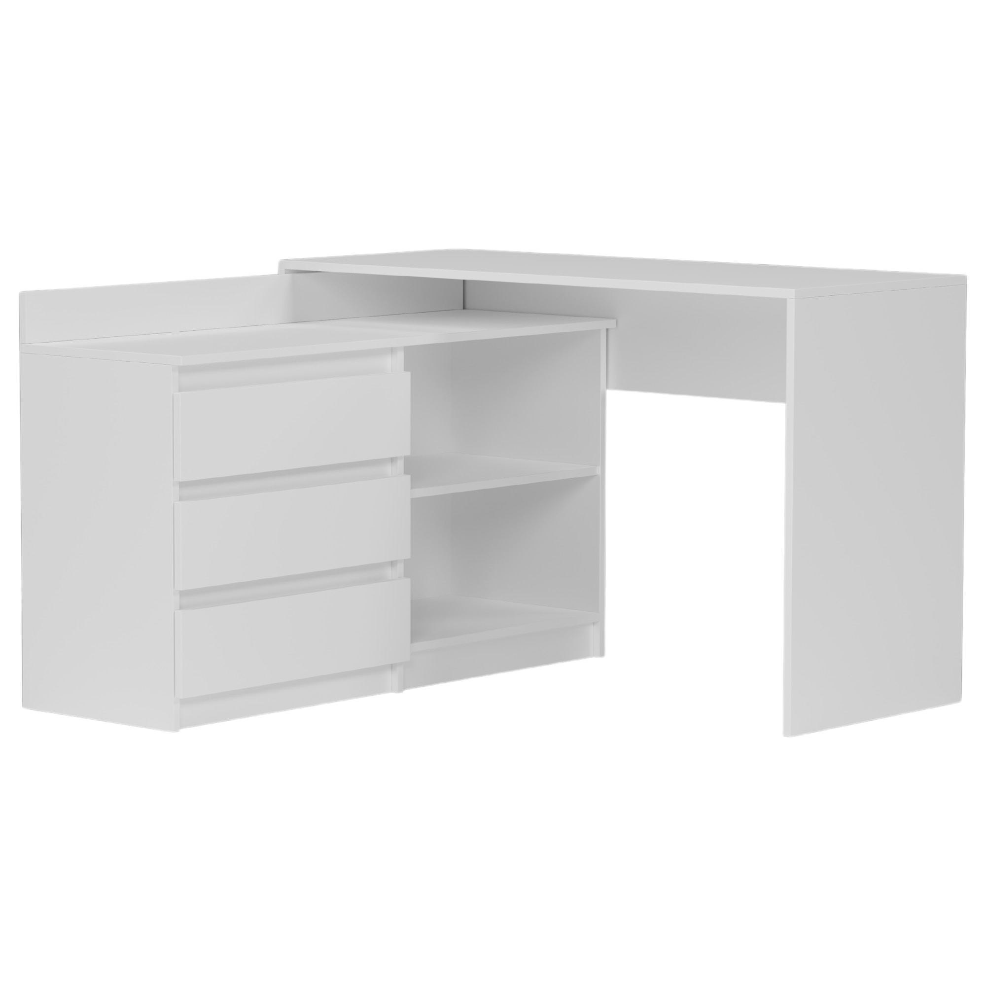 Set birou coltar si comoda 120x50 alb N-15 - eMAG.ro