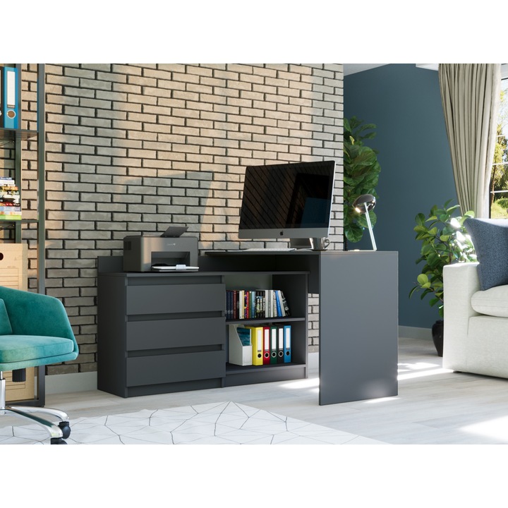 Set birou coltar si comoda 120x50 ANTRACYT N-15 - eMAG.ro