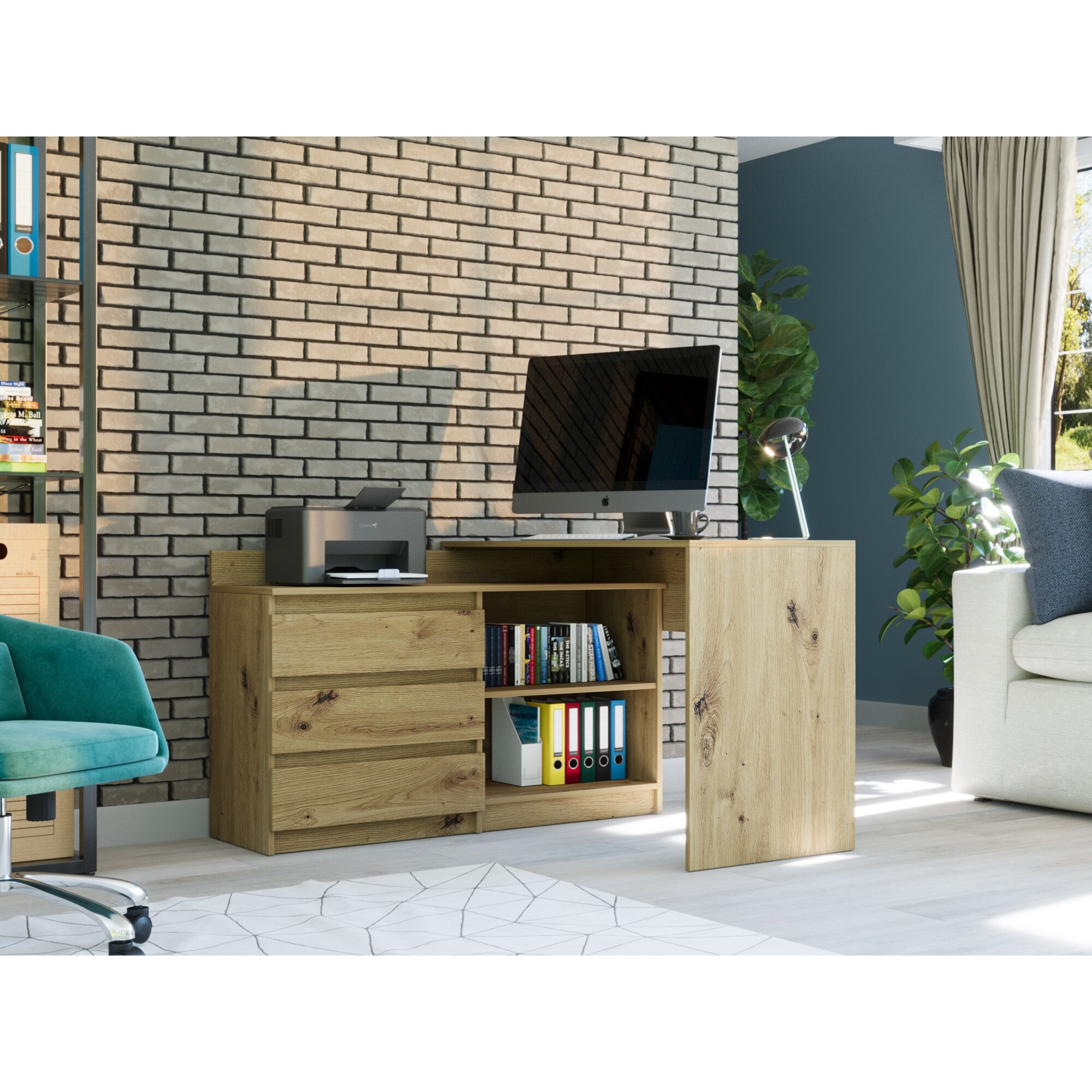 Set birou coltar si comoda 120x50 ARTISAN N-15 - eMAG.ro