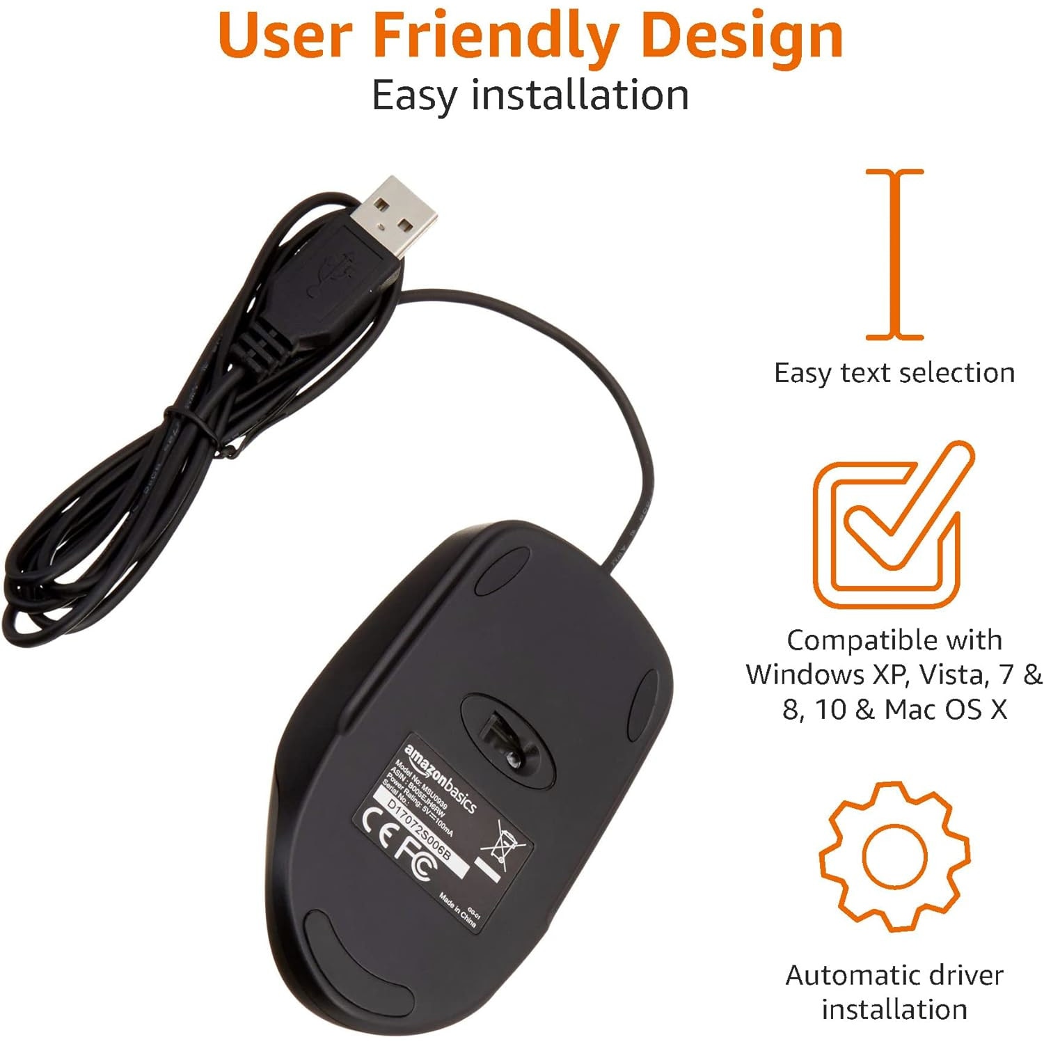 Mouse cu fir USB Amazon, Negru - eMAG.ro