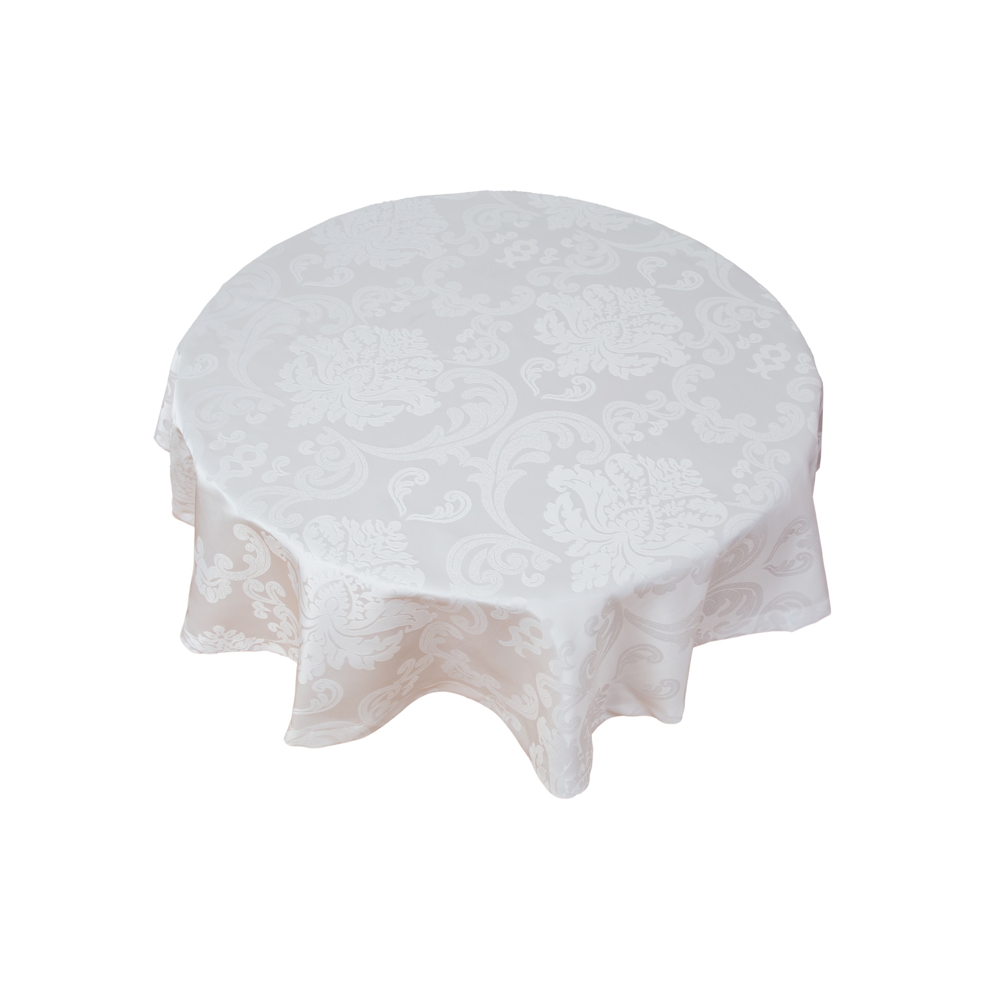 Fata de masa rotunda Bosfor Decor, Model Brocard, Alb, Dimensiune 150 ...