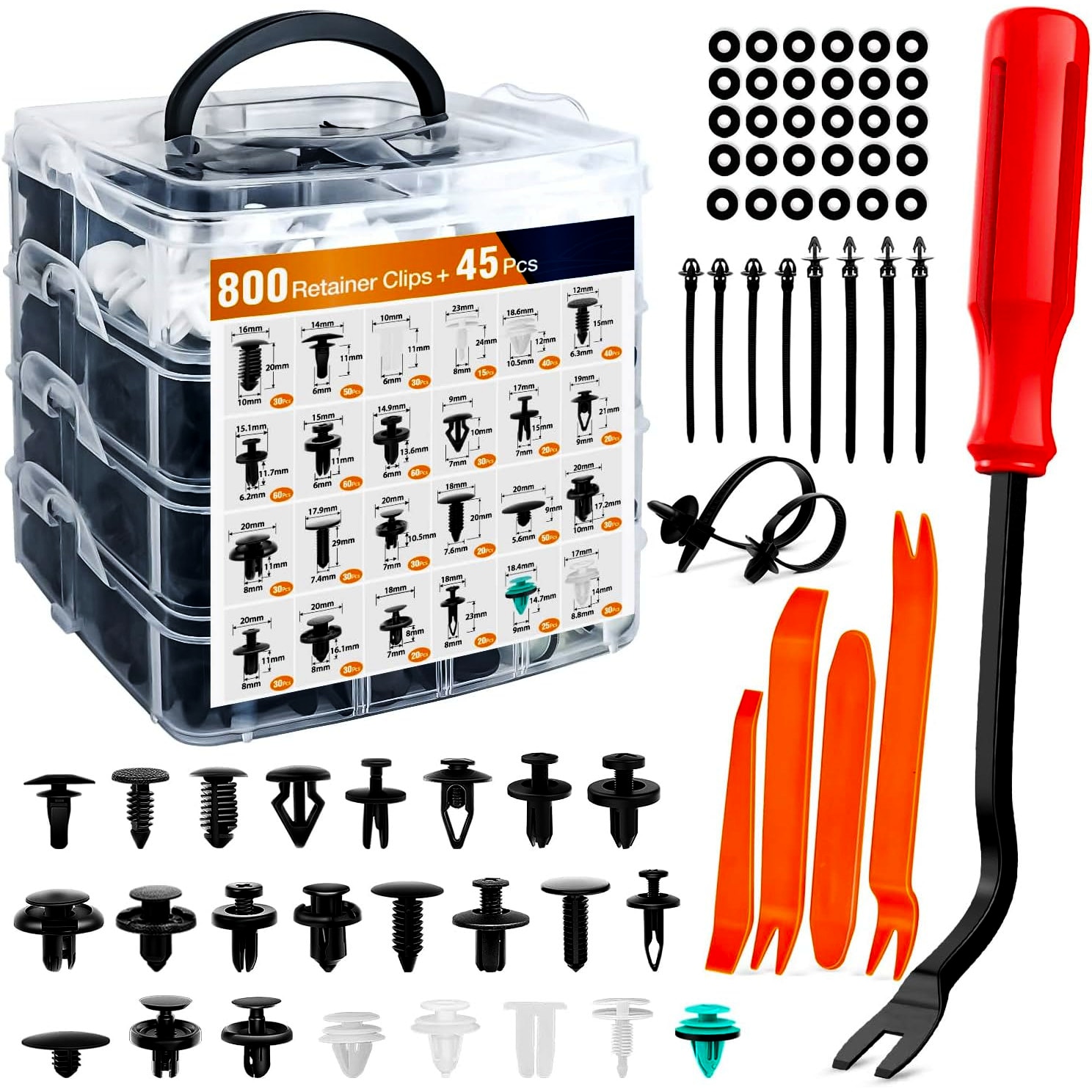 Set 845 clipsuri universale, Excitat, Sortiment de elemente de fixare ...