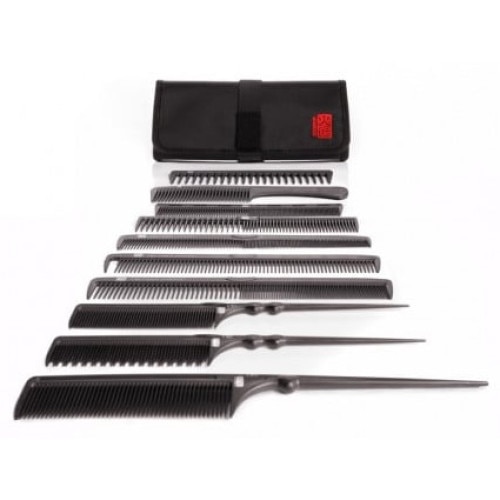 Set 10 piepteni profesionali din fibra de carbon pentru styling + port ...