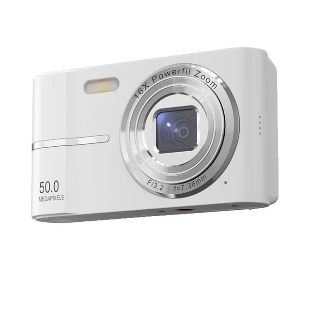 Camera Foto Digitala pentru Copii, 50MP, Zoom 16x, Alb, 64GB, 1080P ...