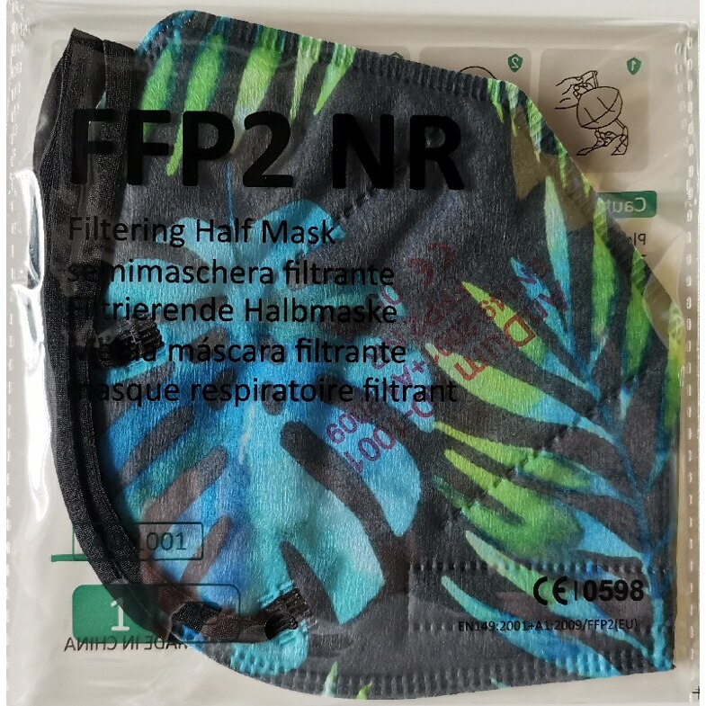 Masca FFP2 Verde/Negru, model AD-1001, 5 straturi, Conforma cu CE ...