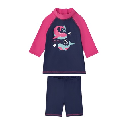 Costum de baie pentru fetite, model balena, 2 piese, UV 50+, Roz ...