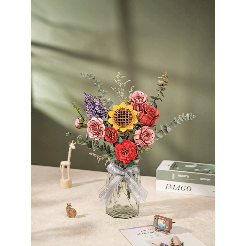 Puzzle 3D, din lemn, Garoafa roz, 124 piese - eMAG.ro