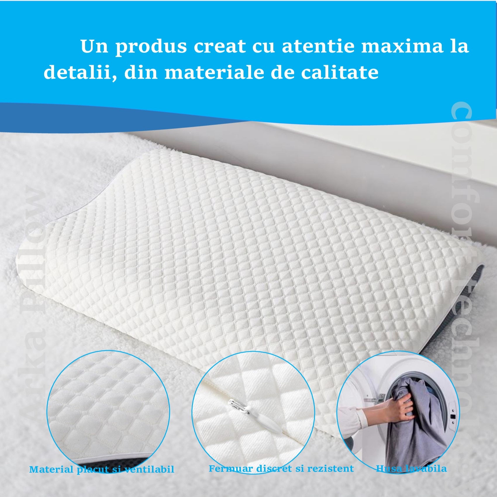 Perna Ortopedica Arka, Spuma cu Memorie, pentru relaxare gat, cap ...