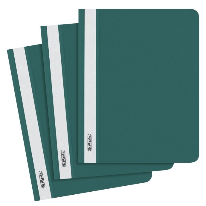 Set 10 bucati dosare Herlitz, A5, de plastic, cu sina, PP, culoare ...