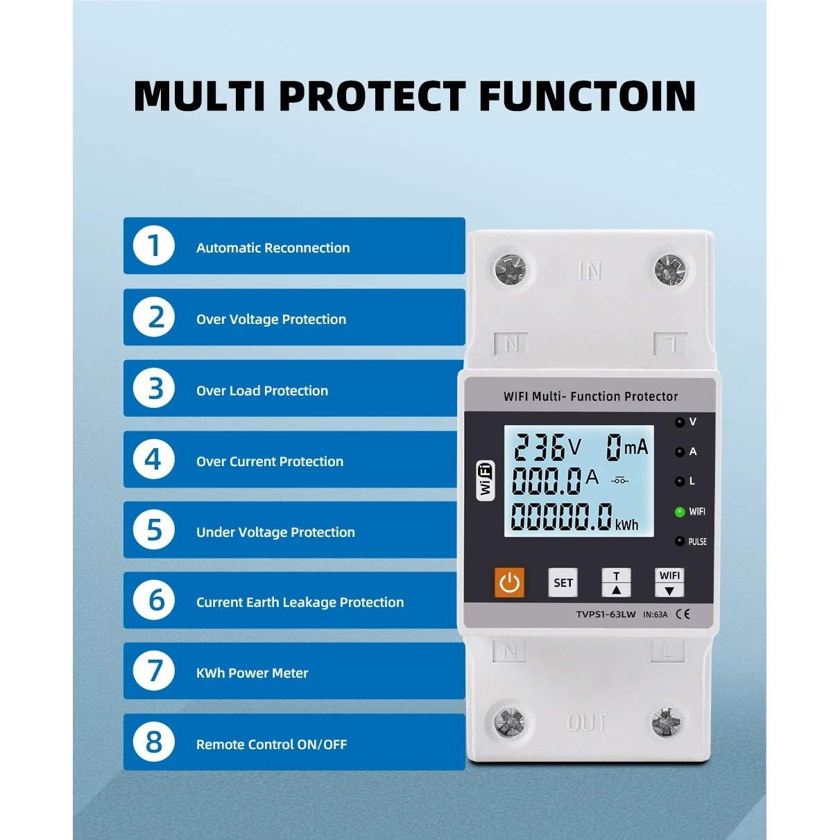 Contor monofazat, E-ETOP, ETVPS1-63LW, Contor electric, Protectii ...