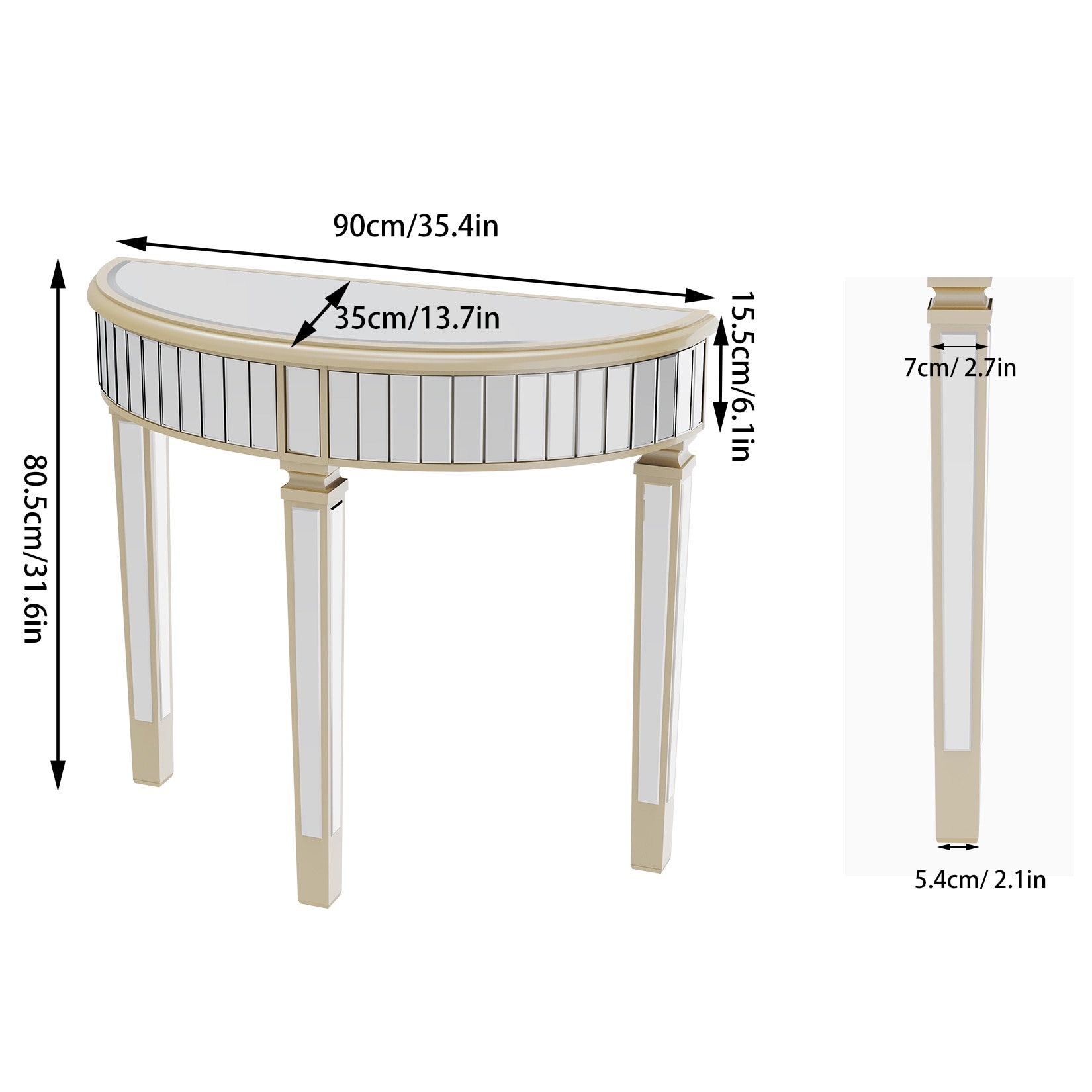 Consola mobilier, Sticla/MDF, 90 x 80.5 cm, Bej/Gri - eMAG.ro