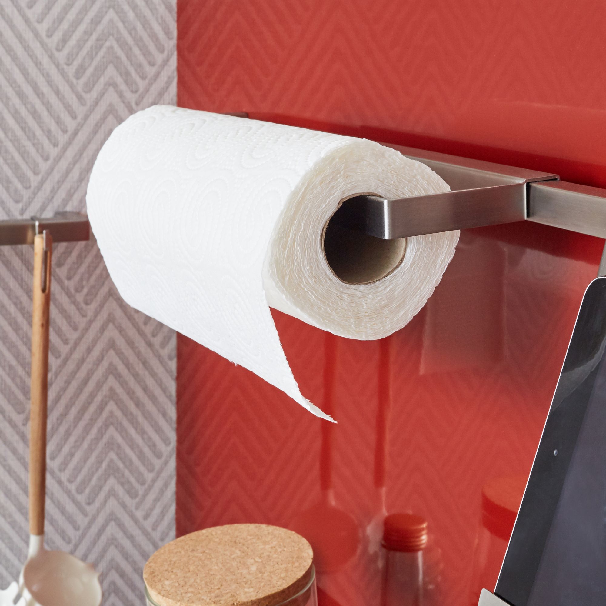 Suport rola hartie Shopiens®, pentru bucatarie, din metal, 25.4 x 8.54 ...