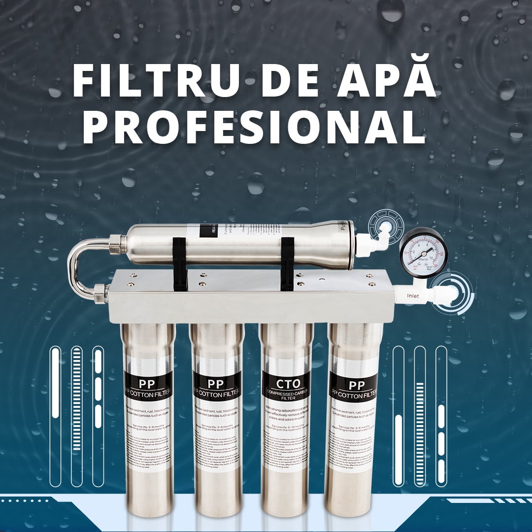 Filtru de apa Aslantic®, Inox, 5 etape de filtrare, Sistem profesional ...