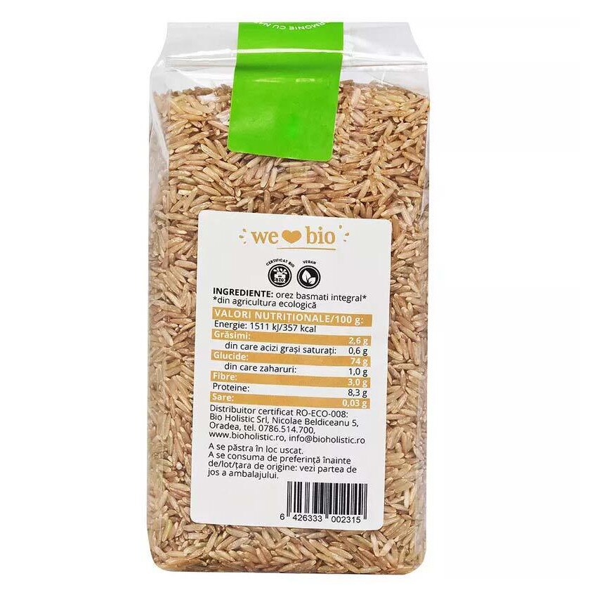 Orez Basmati Integral Eco 500 grame Obio - eMAG.ro