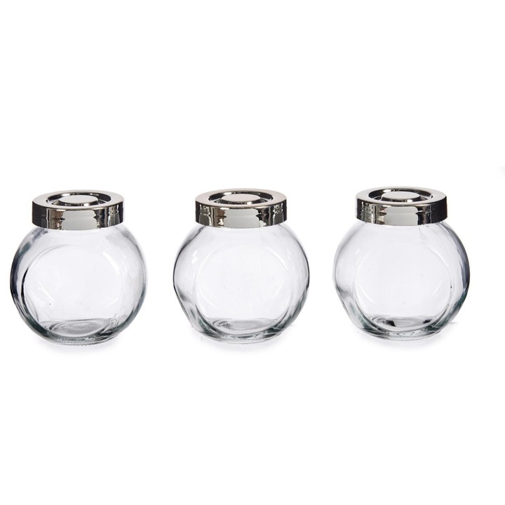 Set 3 borcane din sticla, 3x190ml, capace plastic, pentru condimente ...