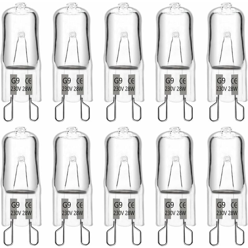 Set 10 becuri halogen QttvbTna G9, 28W, 370LM, alb cald, dimabile, 230V ...