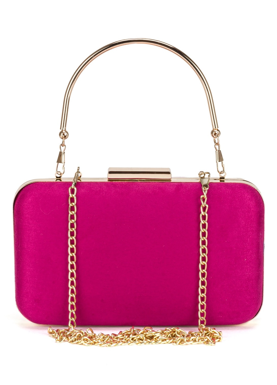 Geanta de seara dama, Piele ecologica, Fucsia, cu lant - eMAG.ro
