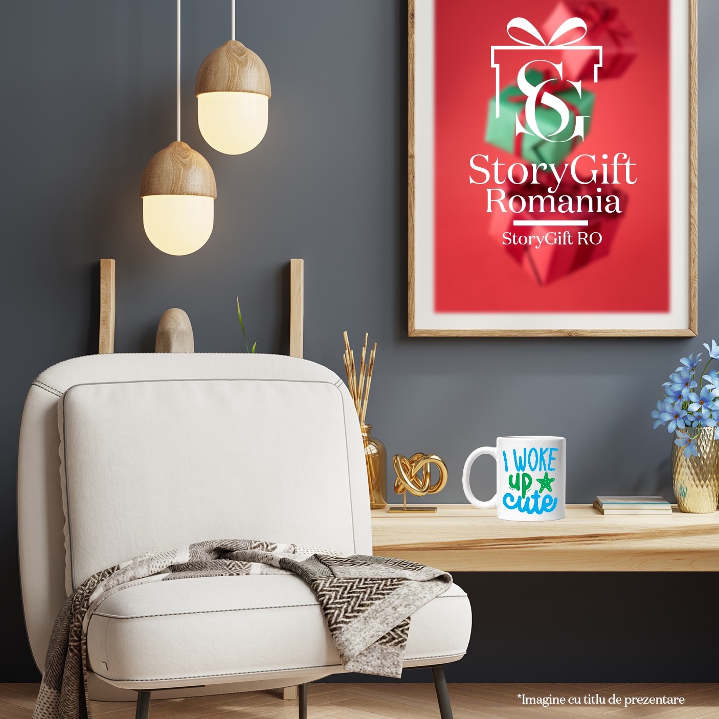 Чаша с надпис на английски "I wake up cute" - Събудих се сладка с Maner ...