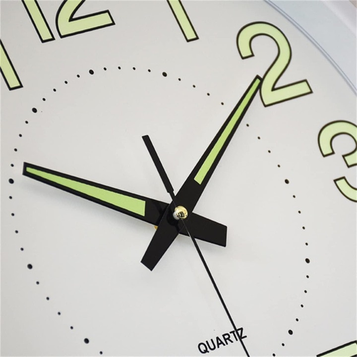 Ceas de perete luminos, Yhemday®, cuart, silentios, pentru dormitor si ...