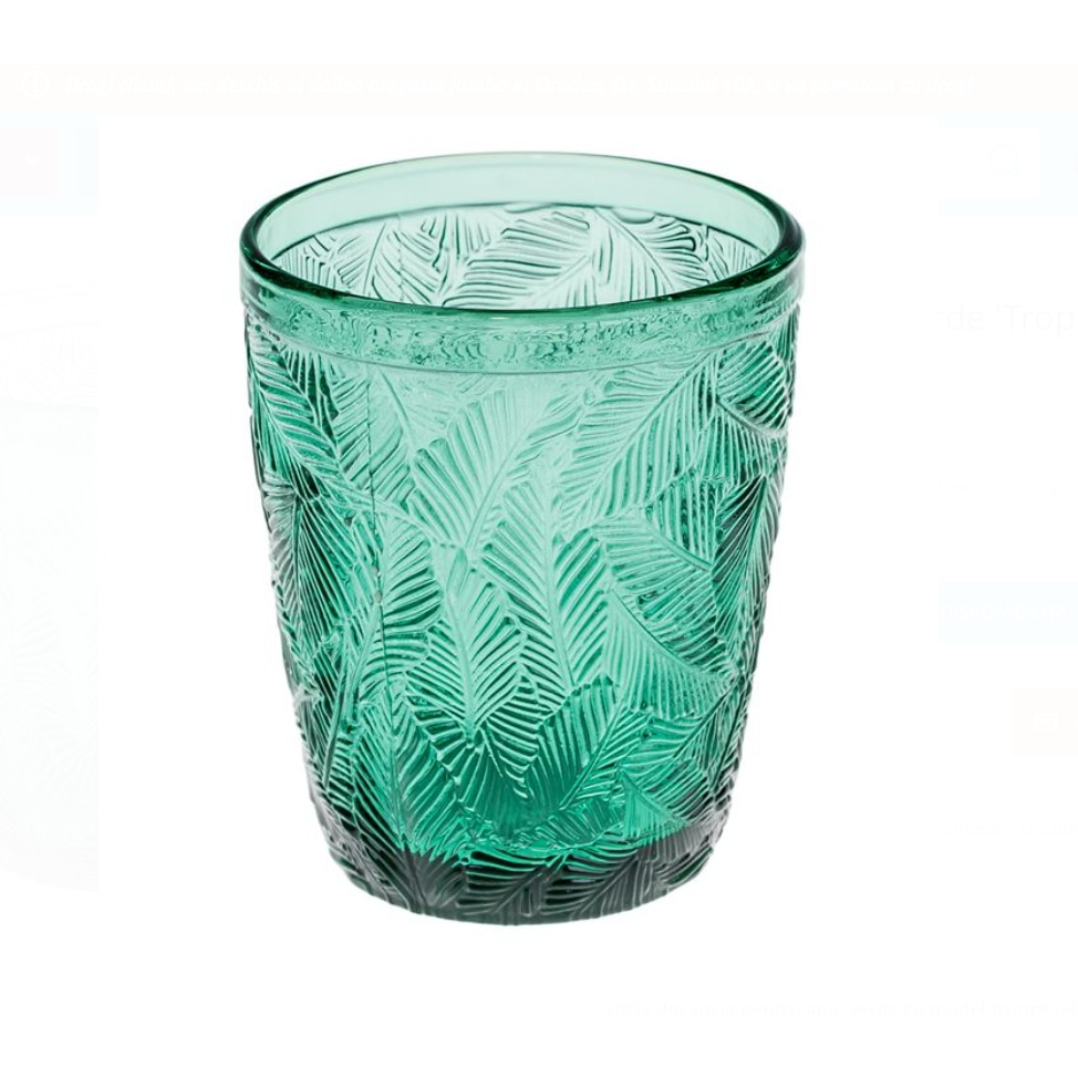 Set pahare 4 pahare, Sticla Exclusive, Verde, Model tropical relief cu ...