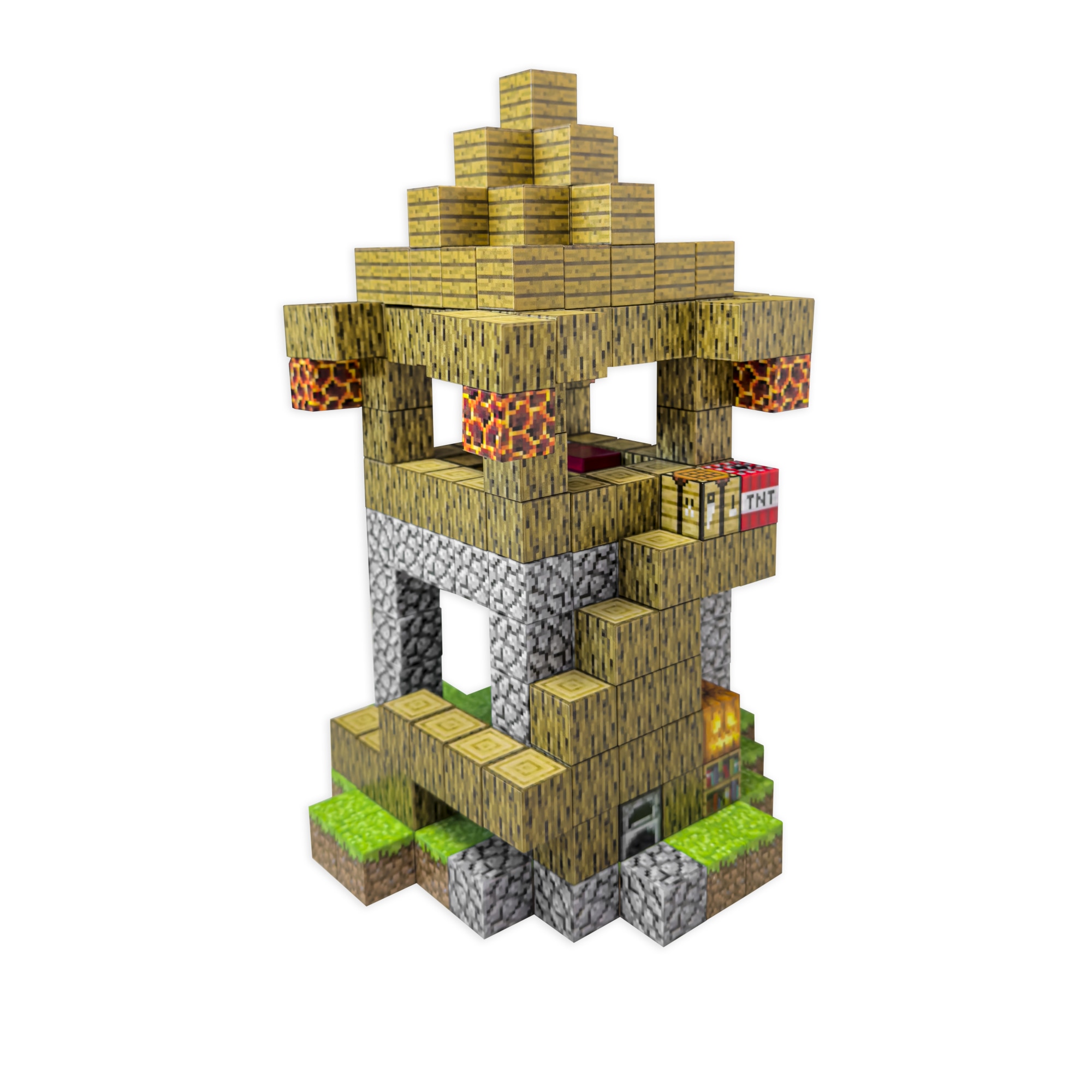 Minecraft, Blocuri Magnetice (224 blocuri) - Turn + 7 Figurine - eMAG.ro