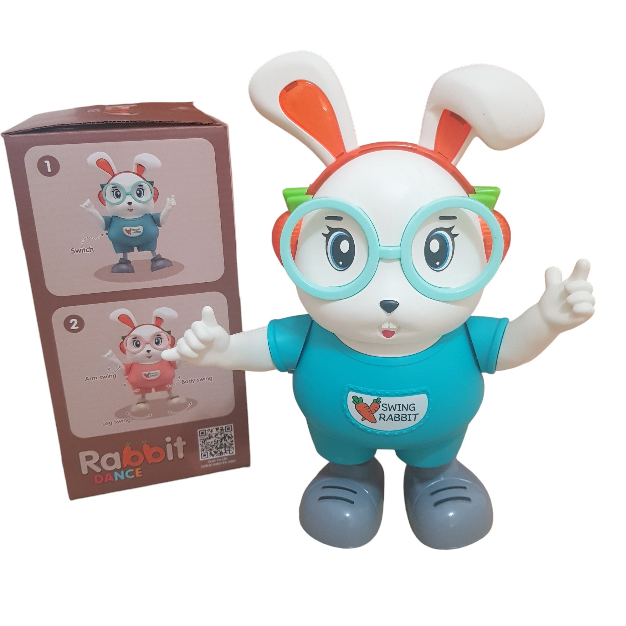 Iepuras Interactiv Dansator, Sunete si Lumini, Urechi Detasabile, Canta ...