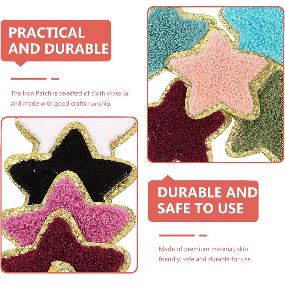 Set 12 aplicatie termoadeziva, AllizBan, Model stea, pentru Tricou ...