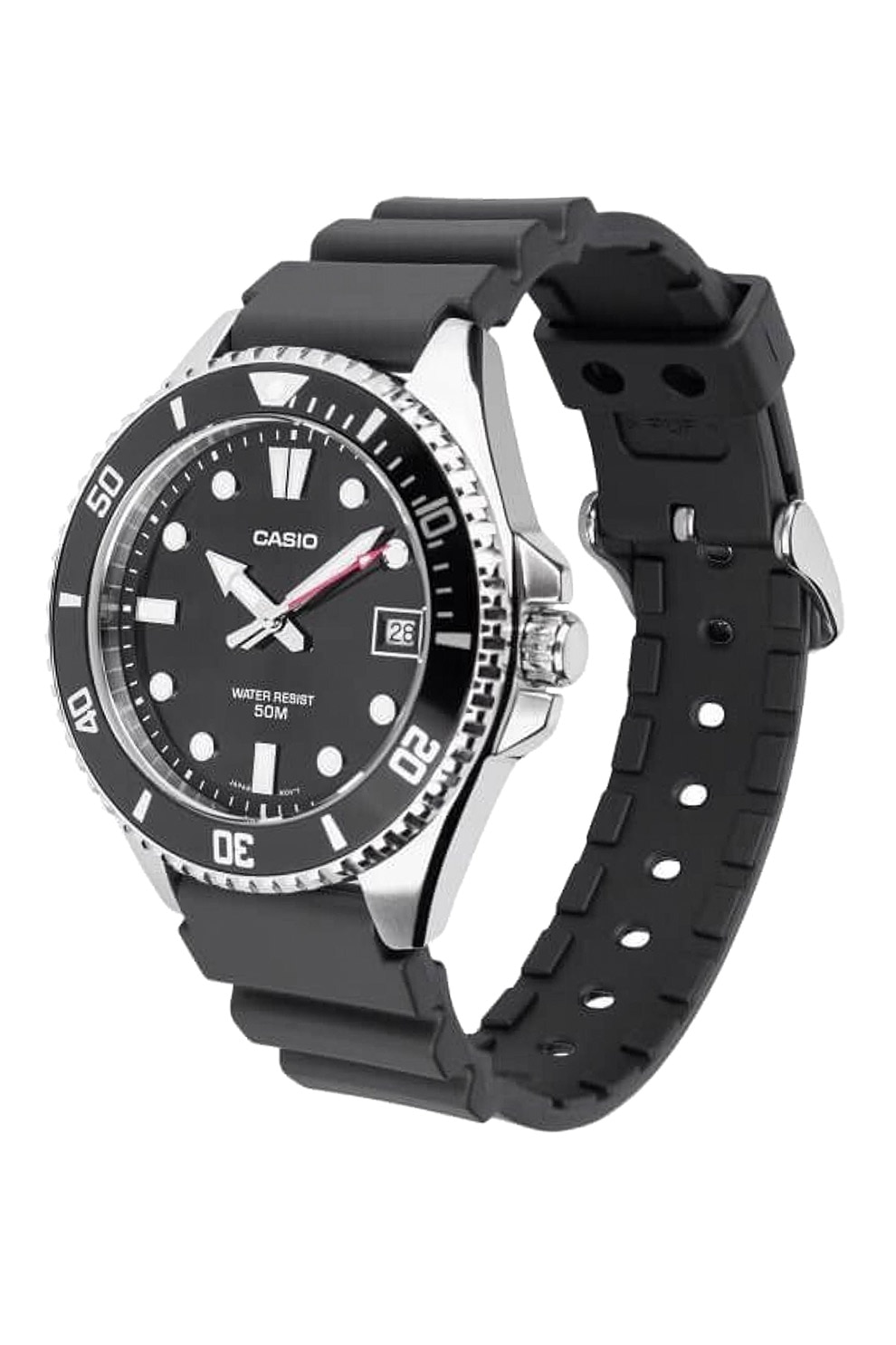 Casio, Ceas din otel inoxidabil cu detaliu logo, Argintiu, Negru - eMAG.ro