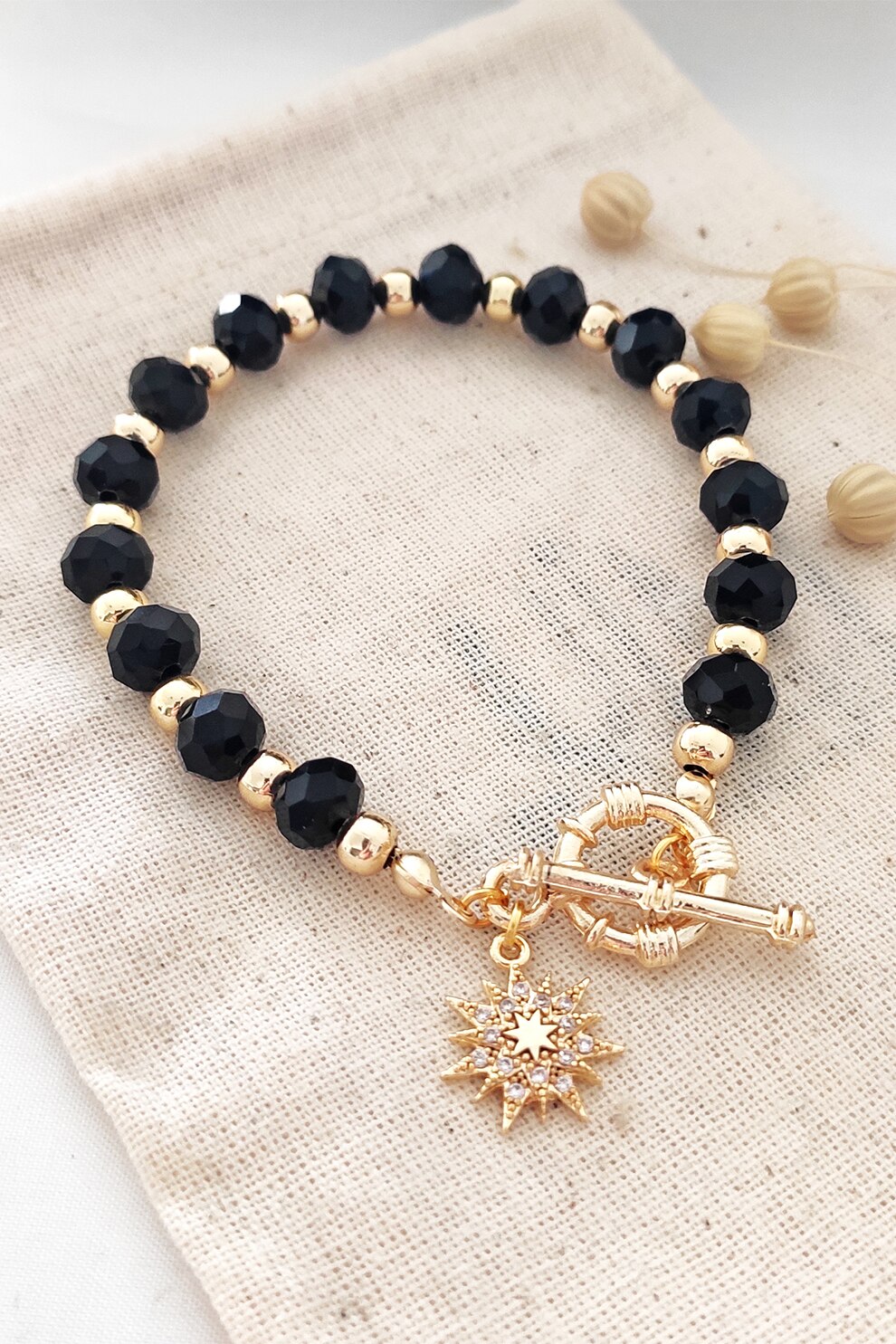 Atelier Miu, Bratara cu zirconia, Auriu, Negru - eMAG.ro