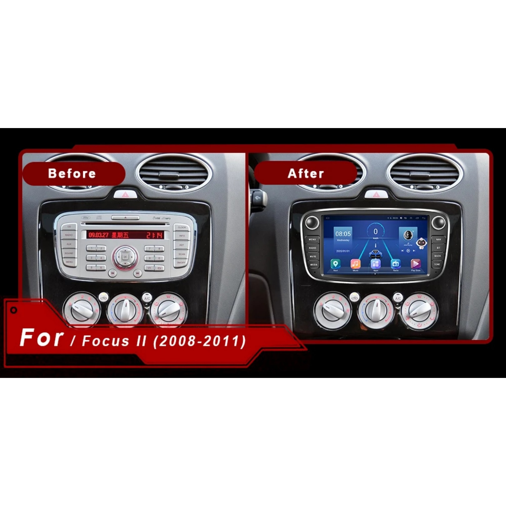 Ilike 7" Android Carplay autórádió a Ford Focus Mondeo S-Max C-Max ...