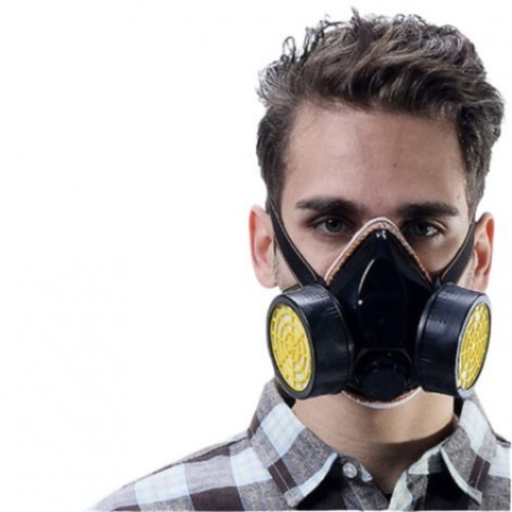 Masca protectie respiratorie, cu 2 filtre RC201, pentru lucru in mediu ...