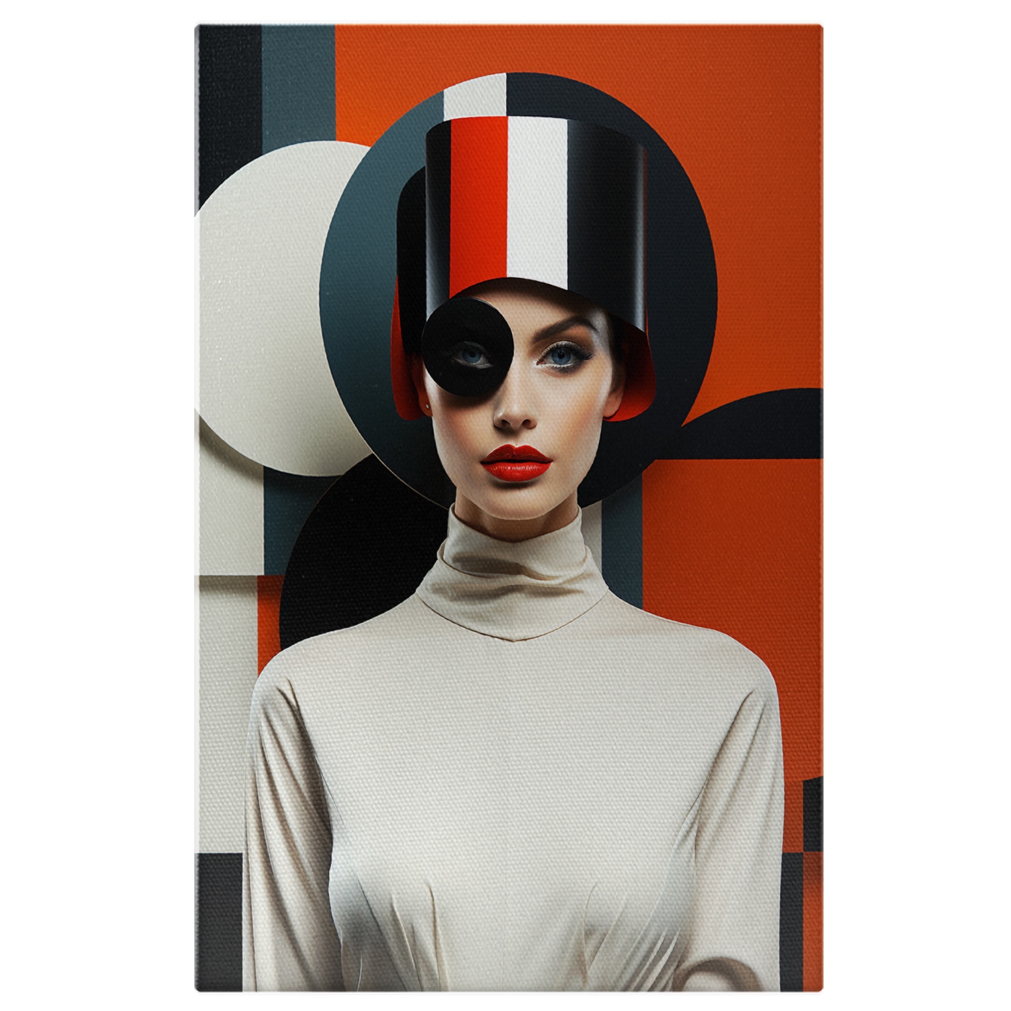 Tablou Canvas: Portret de femeie cu look modern - guler lung abstract ...