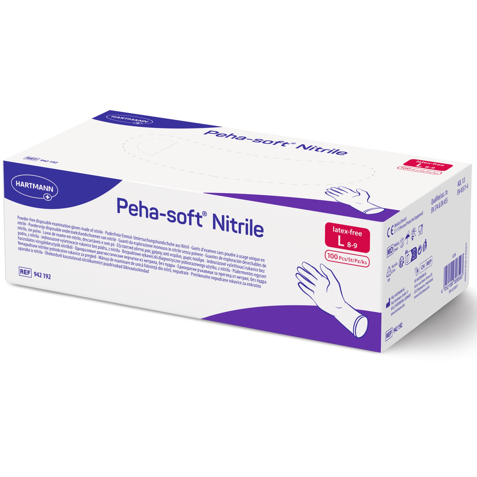 Manusi de examinare Peha-soft nitrile L nepudrate albastre, Hartmann ...