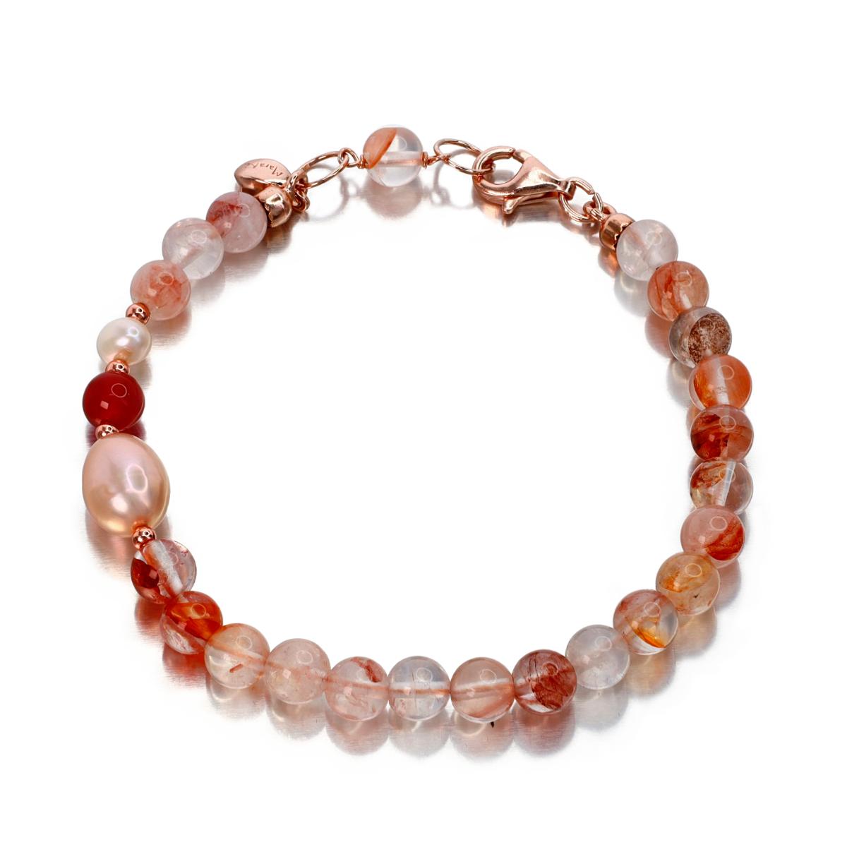 Bratara Armonia din cuart roz si perle - eMAG.ro