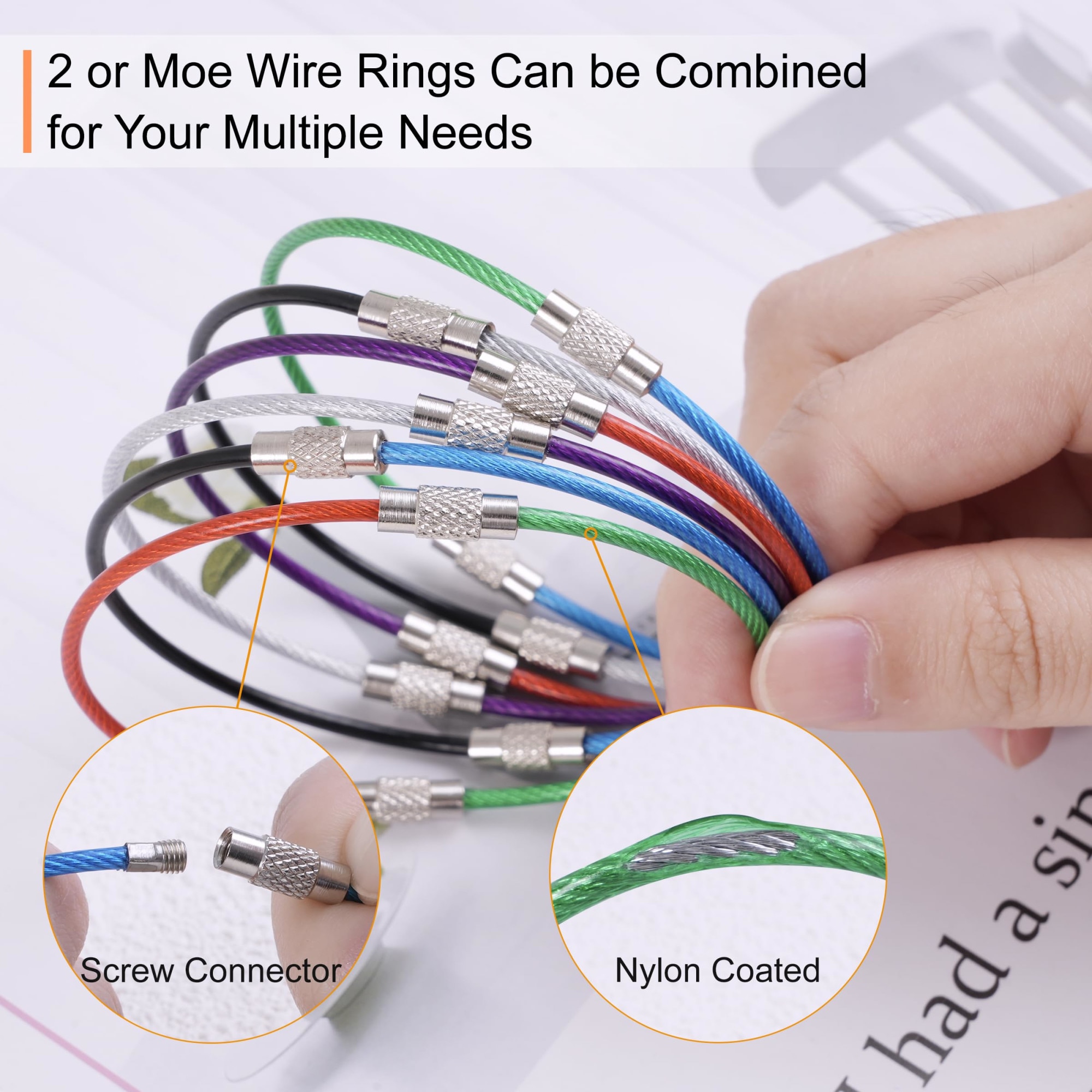 Set brelocuri, 30 bucati, inel cablu din otel inoxidabil cu acoperire ...