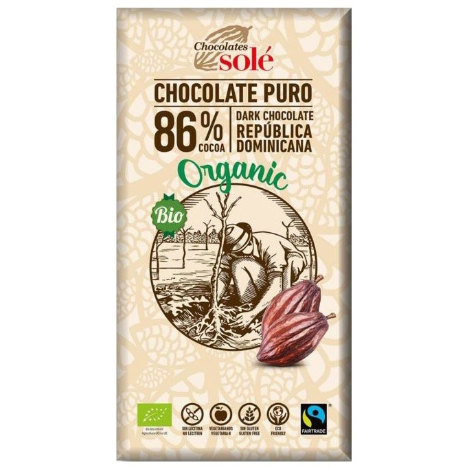 Ciocolata neagra bio 86% cacao, 100g Chocolates Sole - eMAG.ro