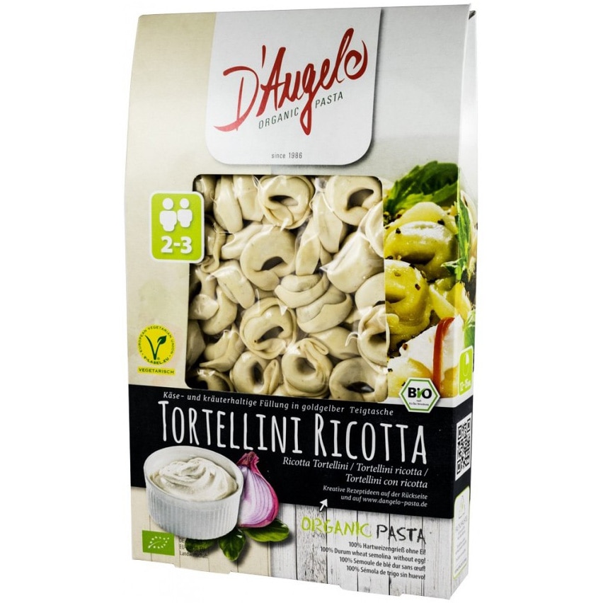 Tortellini bio cu ricotta, 250g D'angelo Pasta - eMAG.ro
