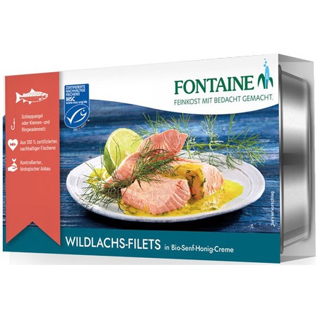 File de somon salbatic in sos bio cu miere si mustar, 200g Fontaine ...