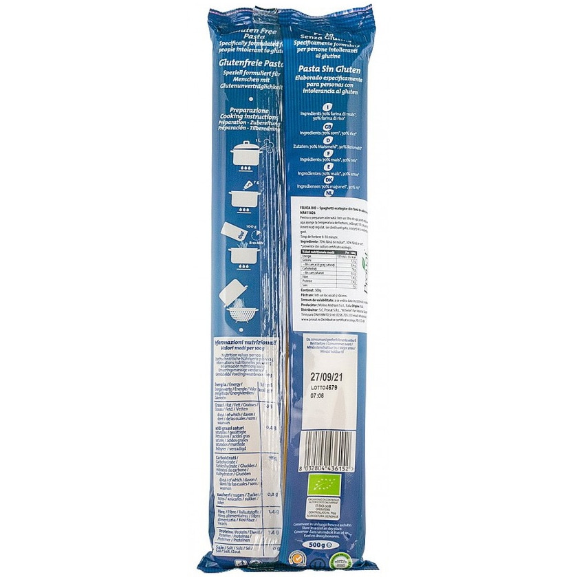 Spaghetti bio din faina de malai si orez, 500g Felicia - eMAG.ro