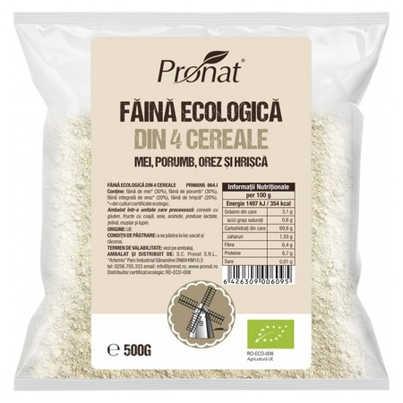 Faina bio din patru cereale natural fara gluten, 500g Pronat - eMAG.ro