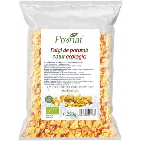 Fulgi de porumb natur, bio, 250g Pronat - eMAG.ro