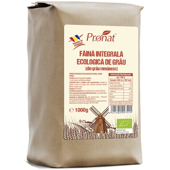 Faina integrala de grau bio, 1kg Pronat - eMAG.ro