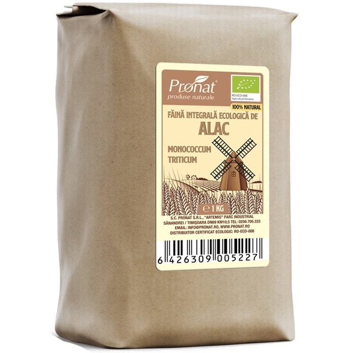 Faina integrala de alac bio monococcum triticum, 1kg einkorn Pronat - eMAG.ro