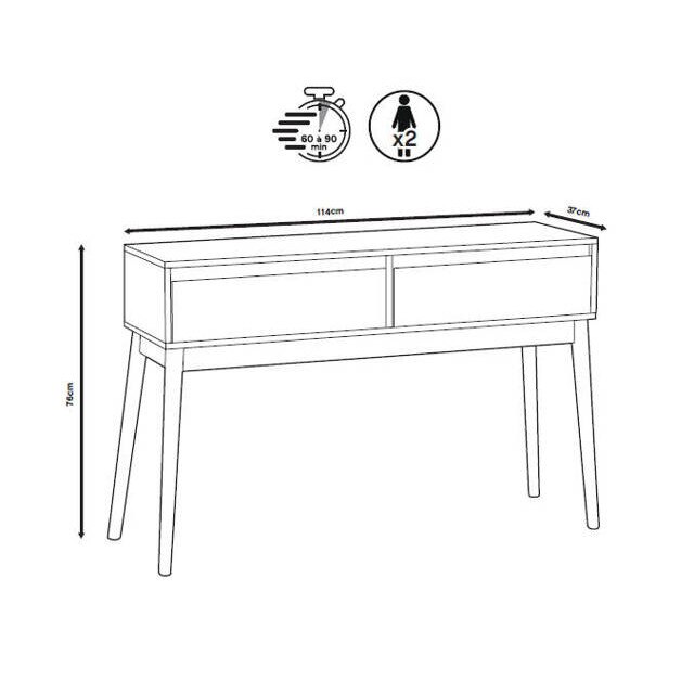 Comoda ABANA cu sertare pentru hol, 114 x 37 x 76 cm - eMAG.ro