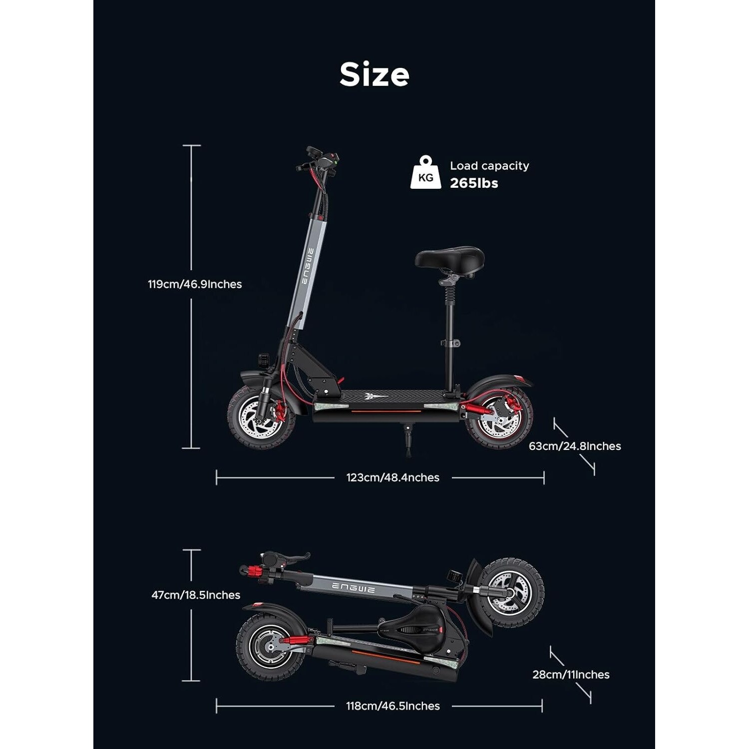 Сгъваем електрически скутер Engwe Y600, мотор 600W (пикова 830W ...
