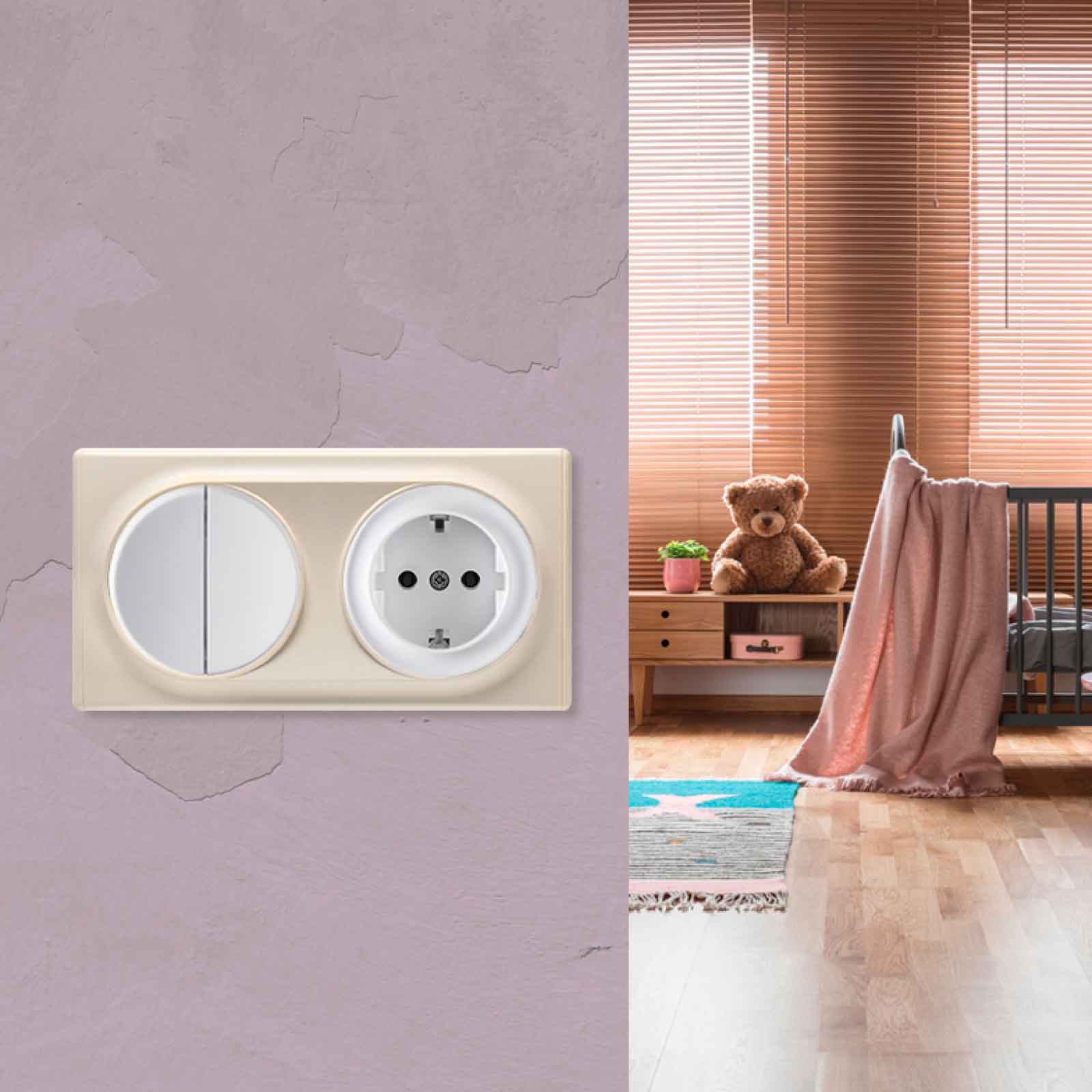 Rama priza 2 module, OneKeyElectro Florence, Policarbonat, bej ...