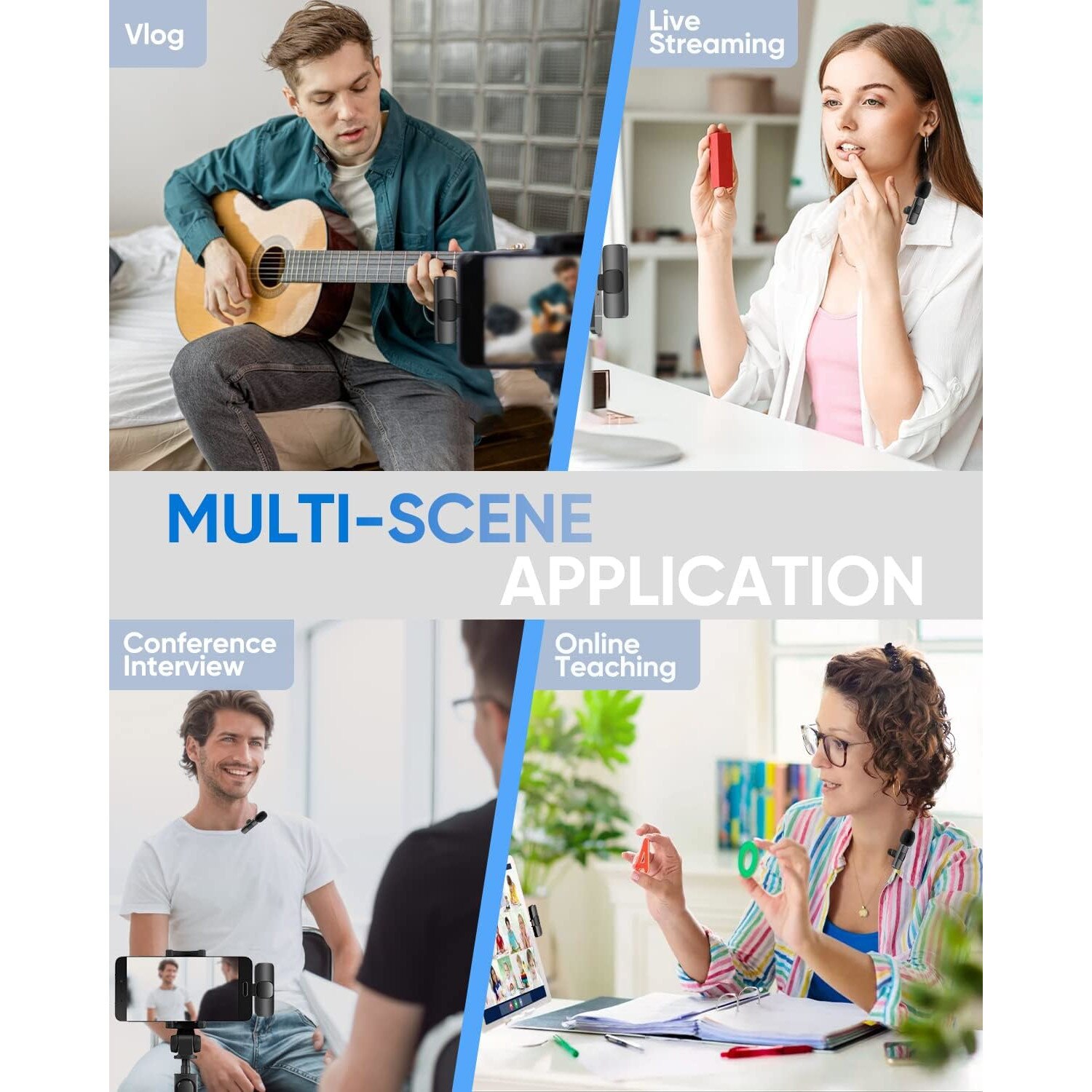 Set 2 x Lavaliere Microfon Wireless cu receiver conector USB Type-C ...