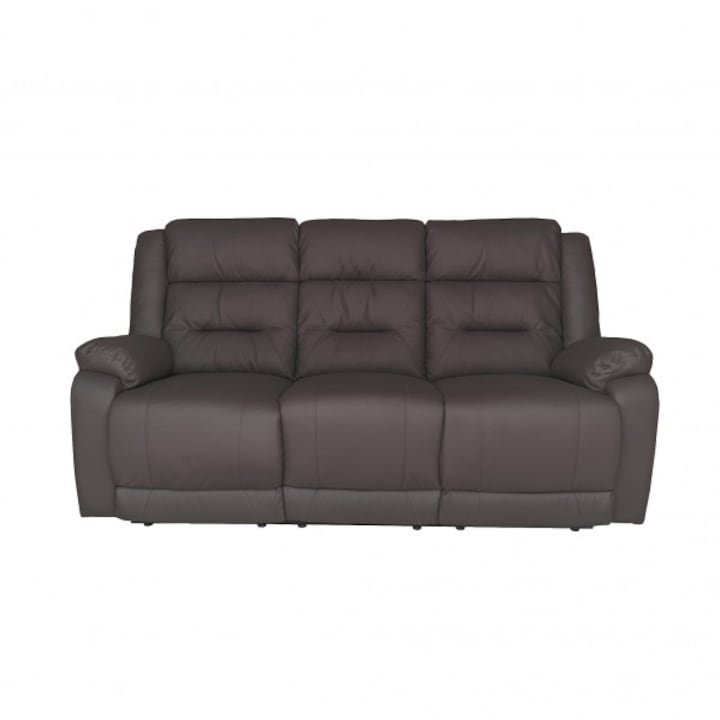 Canapea 3 locuri Ted, locurile exterioare cu functie recliner, piele ecologica, 3 trepte de ...