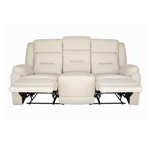 Canapea 3 locuri Ted, locurile exterioare cu functie recliner, piele ecologica, 3 trepte de ...