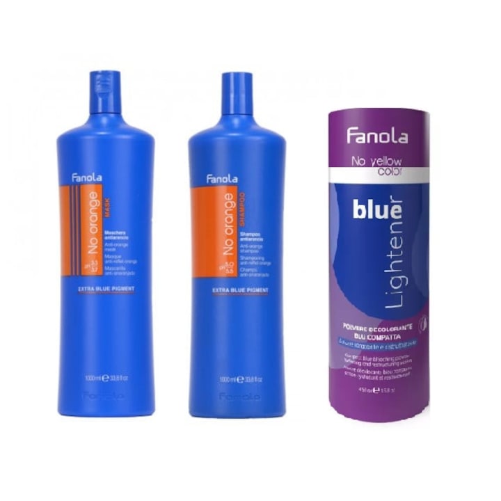 Set Profesional Fanola No Orange & No Yellow Blue: Masca 1000ml, Sampon ...